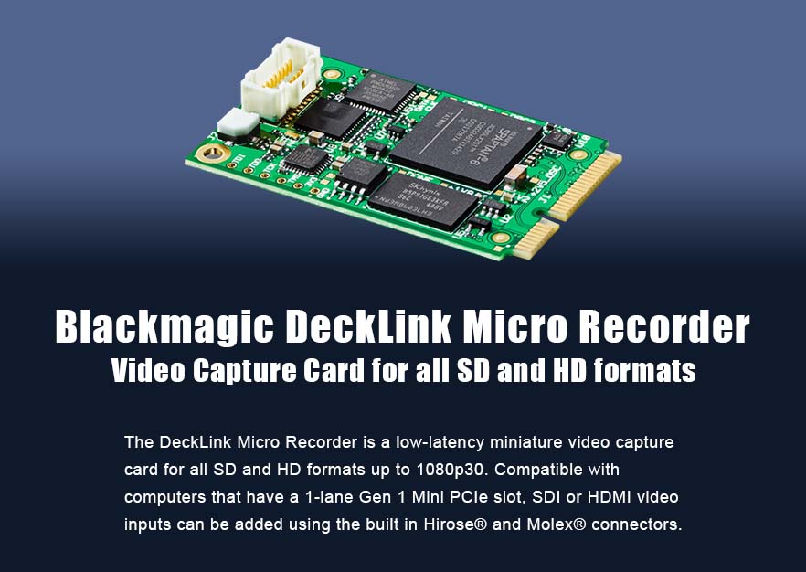 BLACKMAGIC DeckLink Micro Recorder Video Capture Card for all SD and HD ...